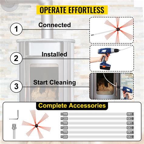 VEVOR Chimney Sweep Kit 20FT Length Chimney Brush Kit With 6 Nylon