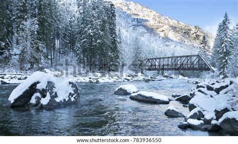 Wenatchee River Winter Wenatchee River River Stock Photo 783936550