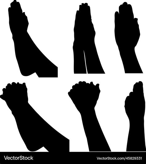 Collage Of Different Praying Hands Silhouettes Vector Image