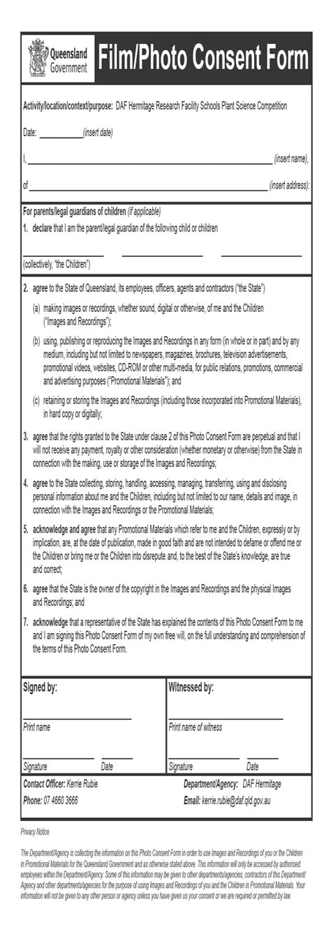 Fill Free Fillable Qld Govt Image Consent Film Photo Consent Form PDF
