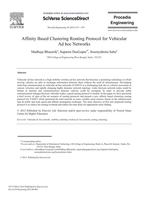 pdf affinity based clustering routing protocol for vehicular ad hoc networks