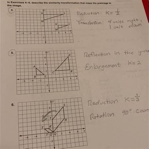 describe the similarity transformation that maps the preimage to the image i need help with