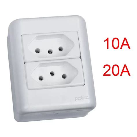 Conjunto Tomada Dupla Sistema Caixa De Sobrepor A V Shopee Brasil