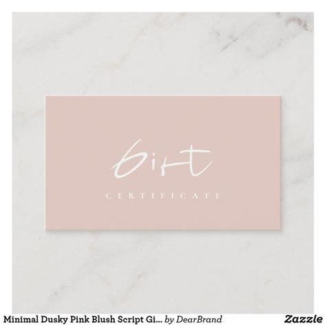Minimal Dusky Pink Blush Script Gift Certificate Zazzle Blush Pink