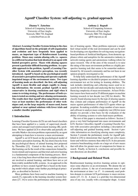 pdf agentp classifier system self adjusting vs gradual approach