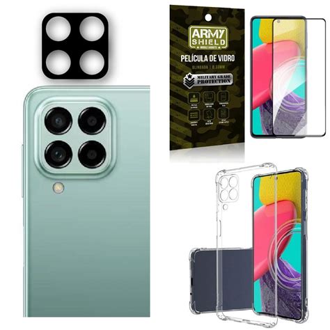 Kit Capinha Samsung M53 5G Película de Câmera Película 3D