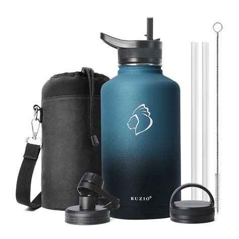 Buy BUZIO Insulated Water Bottle 64 Oz With Straw Lid 3 Lids 64oz