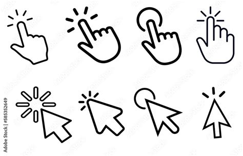 Pointer cursor сomputer mouse icon Clicking the cursor pointing to