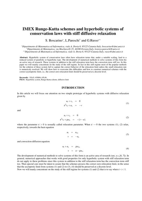 pdf imex runge kutta schemes and hyperbolic systems of conservation laws with stiff diffusive