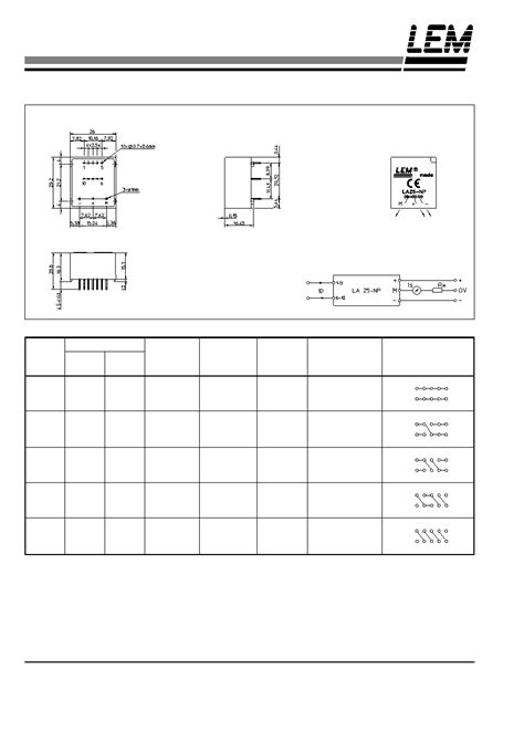LA25 NP Datasheet 2 2 Pages LEM Current Transducer LA 25 NP