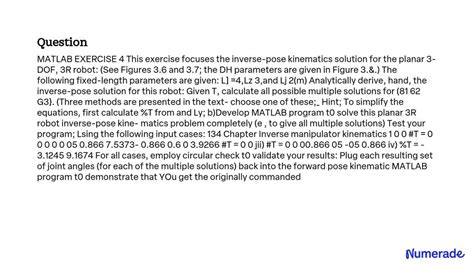 solved matlab exercise 4 this exercise focuses on the inverse pose kinematics solution for the