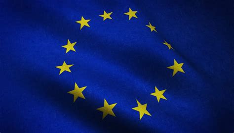 Closeup Shot Realistic Waving Flag Europe With Interesting Textures