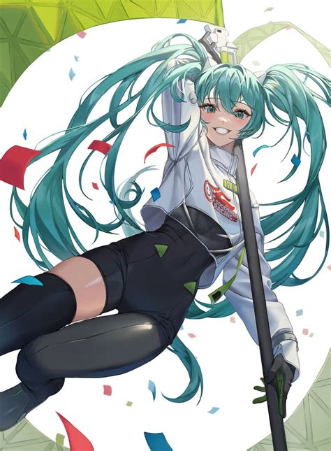 Hatsune Miku Racing Miku And Racing Miku Vocaloid And 1 More Drawn