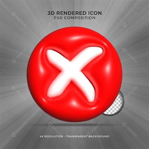 Sinal de reprovado Vermelho Elemento 3D para Composição PSD download