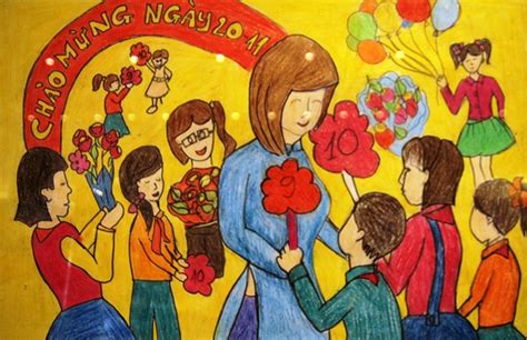 Những bức tranh vẽ thầy cô và học sinh ý nghĩa dễ vẽ