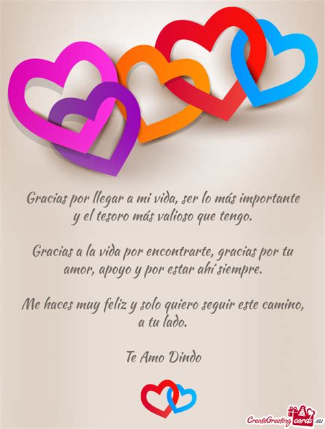 Gracias por llegar a mi vida ser lo más importante y el tesoro más