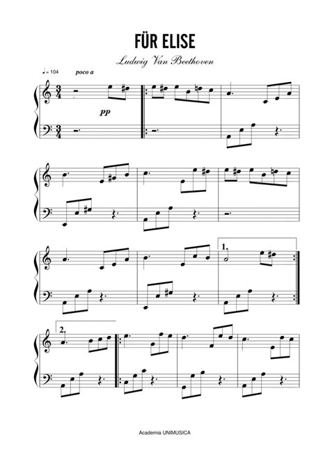 Ludwig Van Beethoven Fur Elise Arr Academia Unimusica By Ludwig