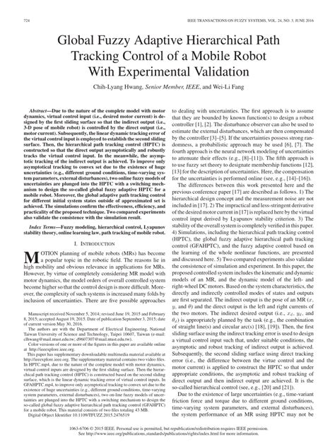 pdf global fuzzy adaptive hierarchical path tracking control of a mobile robot with