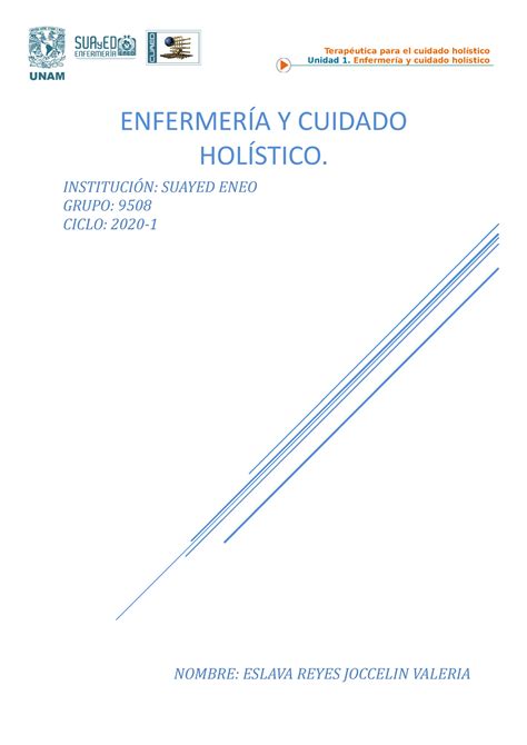 unidad 1 actividad ENFERMERÍA Y CUIDADO HOLÍSTICO INSTITUCIÓN