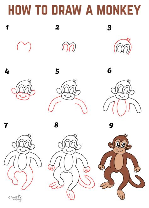 Easy Monkey Drawing Step By Step How To Draw Crafty Morning