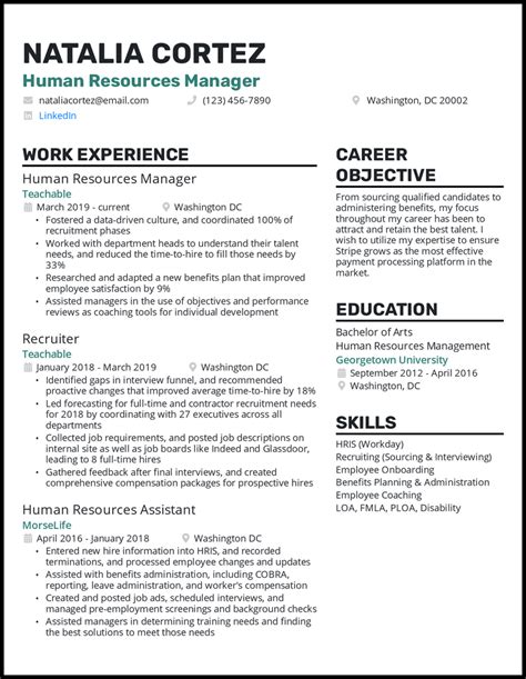 Resume Examples 2024 Human Resources Manager Cris Michal