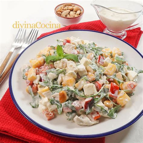 Receta Ensalada de pollo melocotón y almendras Mis Recetas