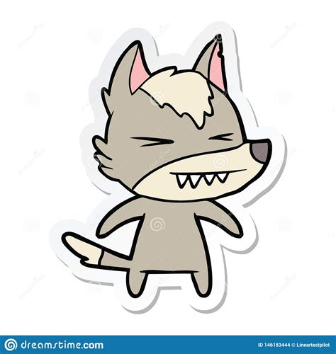 Pegatina De Una Caricatura De Lobo Enojado Ilustración del Vector