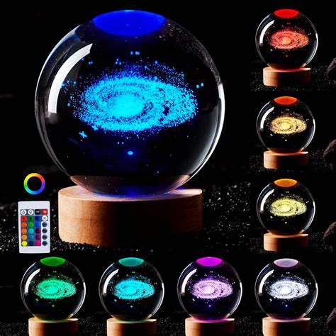 3D Galaxy Crystal Ball Lamp 3 15 Inch K9 Crystal Ball Night Light With