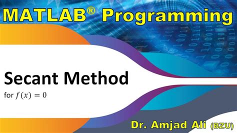 matlab ® program of secant method youtube