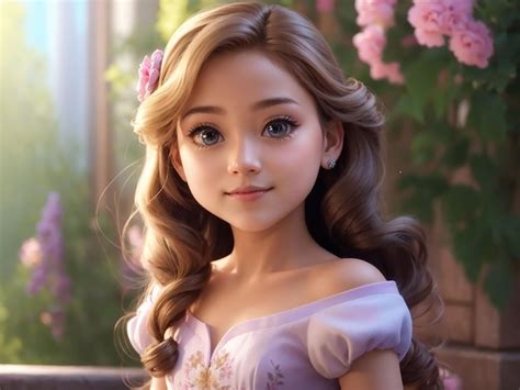 Personaje De Dibujos Animados Hermosa Princesa Linda Chica Foto Premium