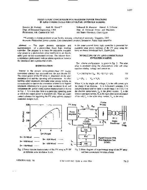 pdf fuzzy logic controller for maximum power tracking in line commutated photovoltaic inverter
