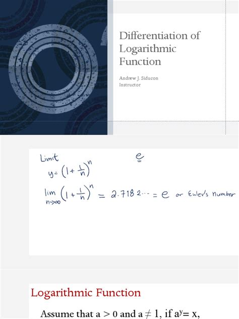 differentiation of logarithmic function and exponential function pdf