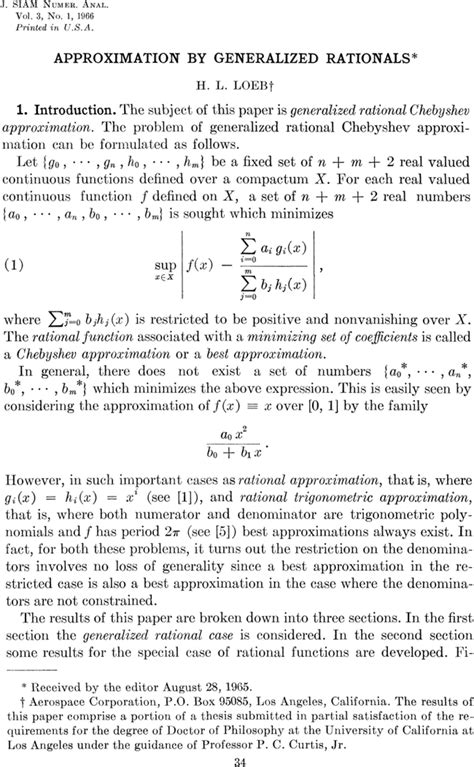 approximation by generalized rationals siam journal on numerical analysis
