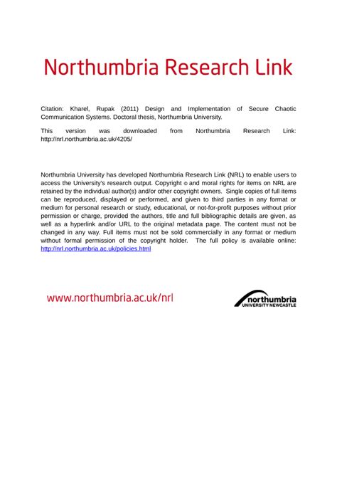 pdf design and implementation of secure chaotic communication systems