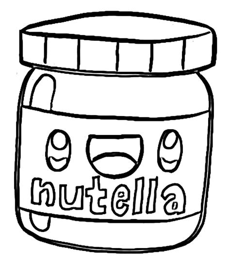 Coloriage Kawaii Nutella Souriant télécharger et imprimer gratuit sur
