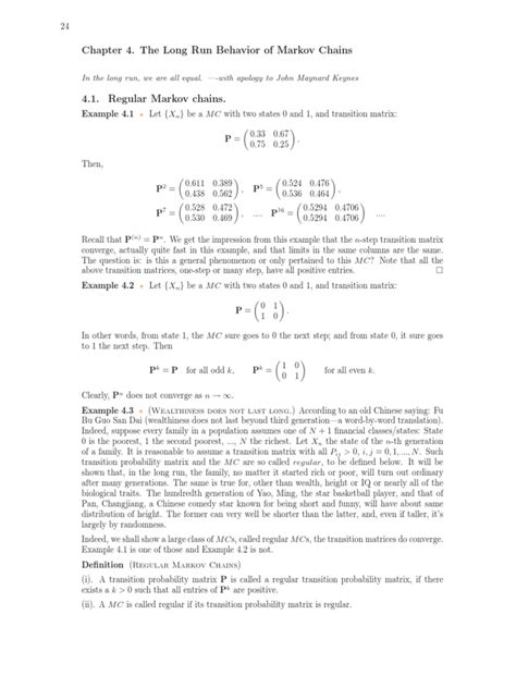 chapter 4 the long run behavior of markov chains pdf matrix mathematics markov chain