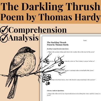 The Darkling Thrush Poem By Thomas Hardy Comprehension And Analysis