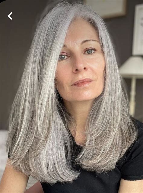 Long Silver Hair Long Gray Hair Long Hair Older Women Medium Length