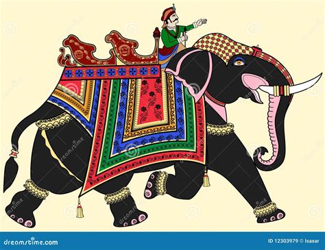 Decorated Indian Elephant Stock Vector Image Of Mammal 12303979