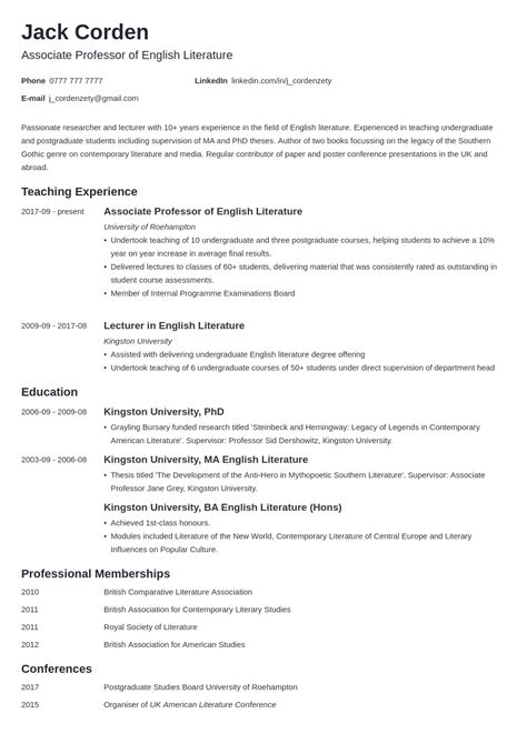Research Cv Template Word