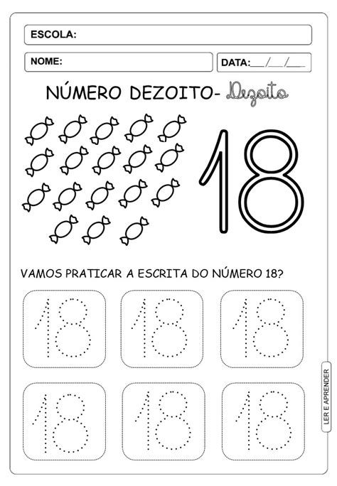 Atividades para imprimir sobre o número 18 Educação Infantil