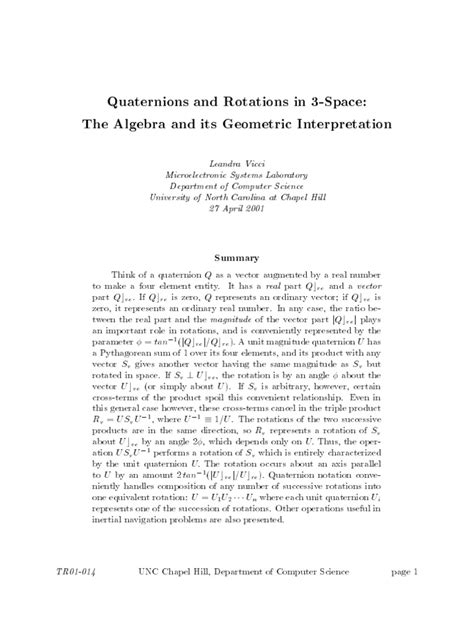 quaternions and rotations in 3 space pdf euclidean vector complex number