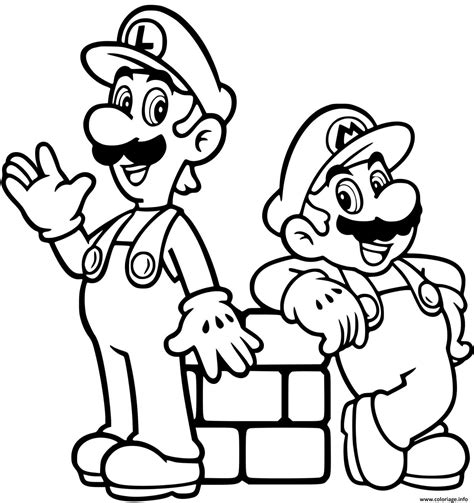 Coloriage Mario Et Luigi Vous Salut Dessin Luigi à imprimer