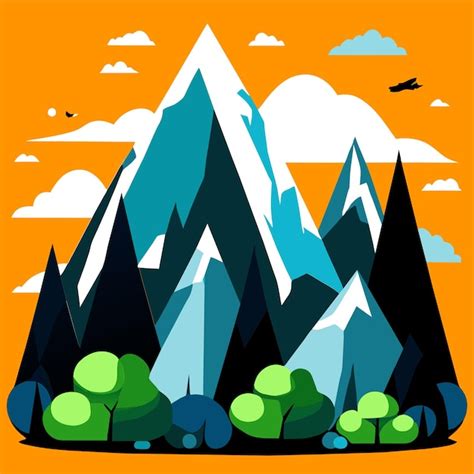 Premium Vector Various Mountains Flat Pictures Cartoon Rocky Hills
