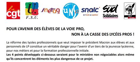 Pour lavenir des élèves de la voie pro non à la casse des lycées pro