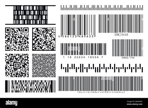 Barcodes And QR Codes Collection Set Black Striped Code For Digital