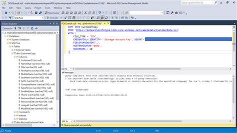 using copy into command to load azure synapse analyti