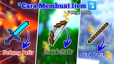 Cara Membuat Pedang Panah Stick Petir Di Mcpe Cara Baru Youtube