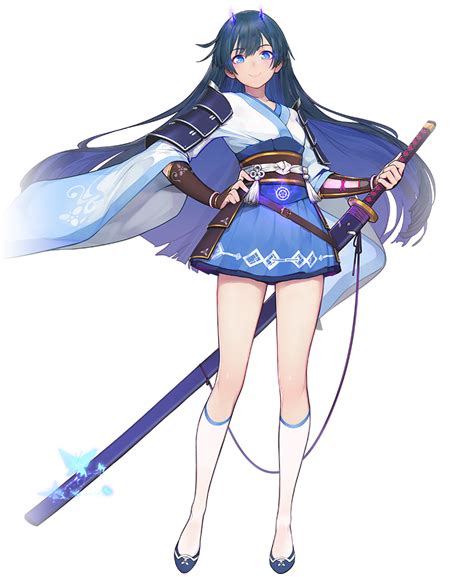 Safebooru 1girl Arm Guards Armor Blue Eyes Blue Hair Breasts Closed Mouth Eyeliner Full Body