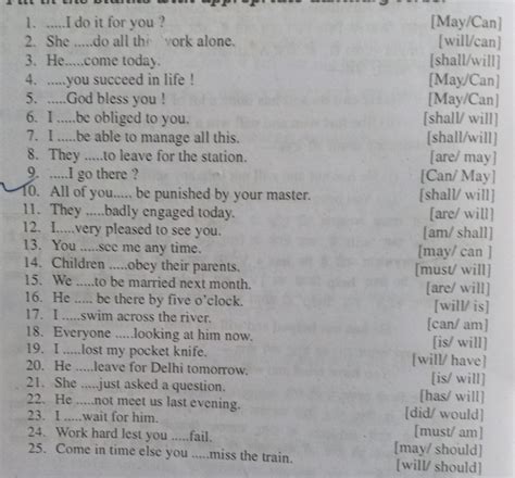 Modal Verb English Assignment Teachmint